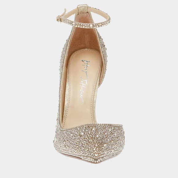 Betsey Johnson | Shoes | Bested Johnson Glittery Crystal Encrusted Ankle Strap Pumps Vvv | Poshmark